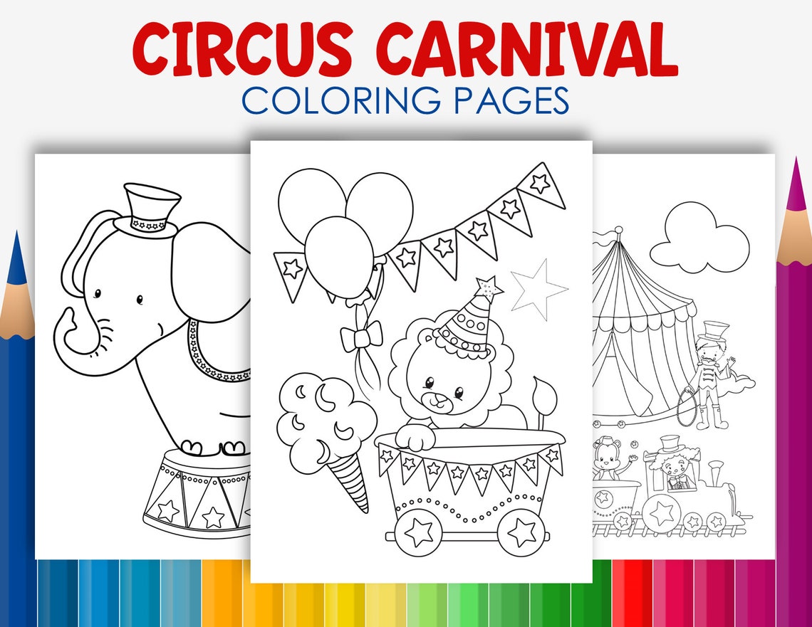 Circus Carnival Adventures: Printable Coloring Pages for Kids!" - Etsy