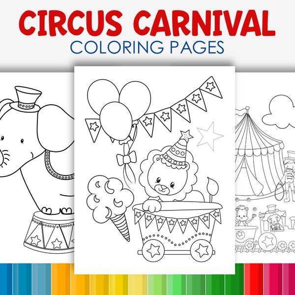 Circus Theme Coloring Pages - Etsy
