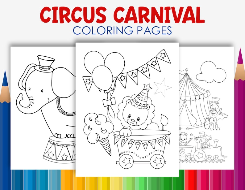 Circus Carnival Adventures: Printable Coloring Pages for Kids!" - Etsy