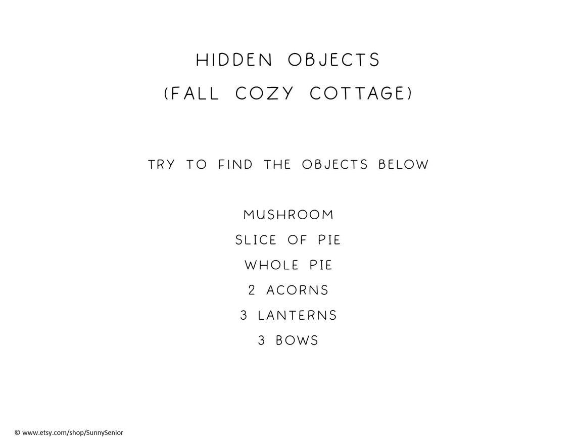 4 Fall Printable Hidden Objects Game Mental Exercise For Dementia Etsy