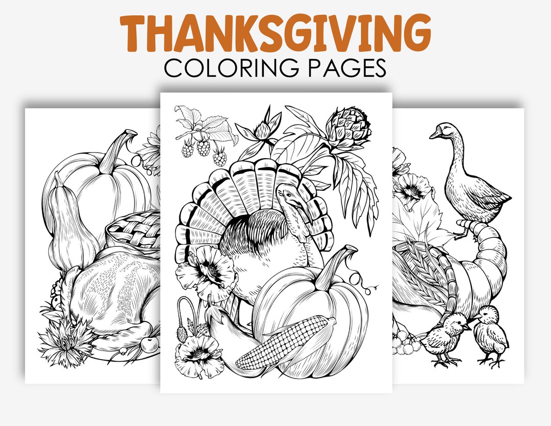 Thanksgiving Coloring Pages - A Festive Art Adventure! - Etsy
