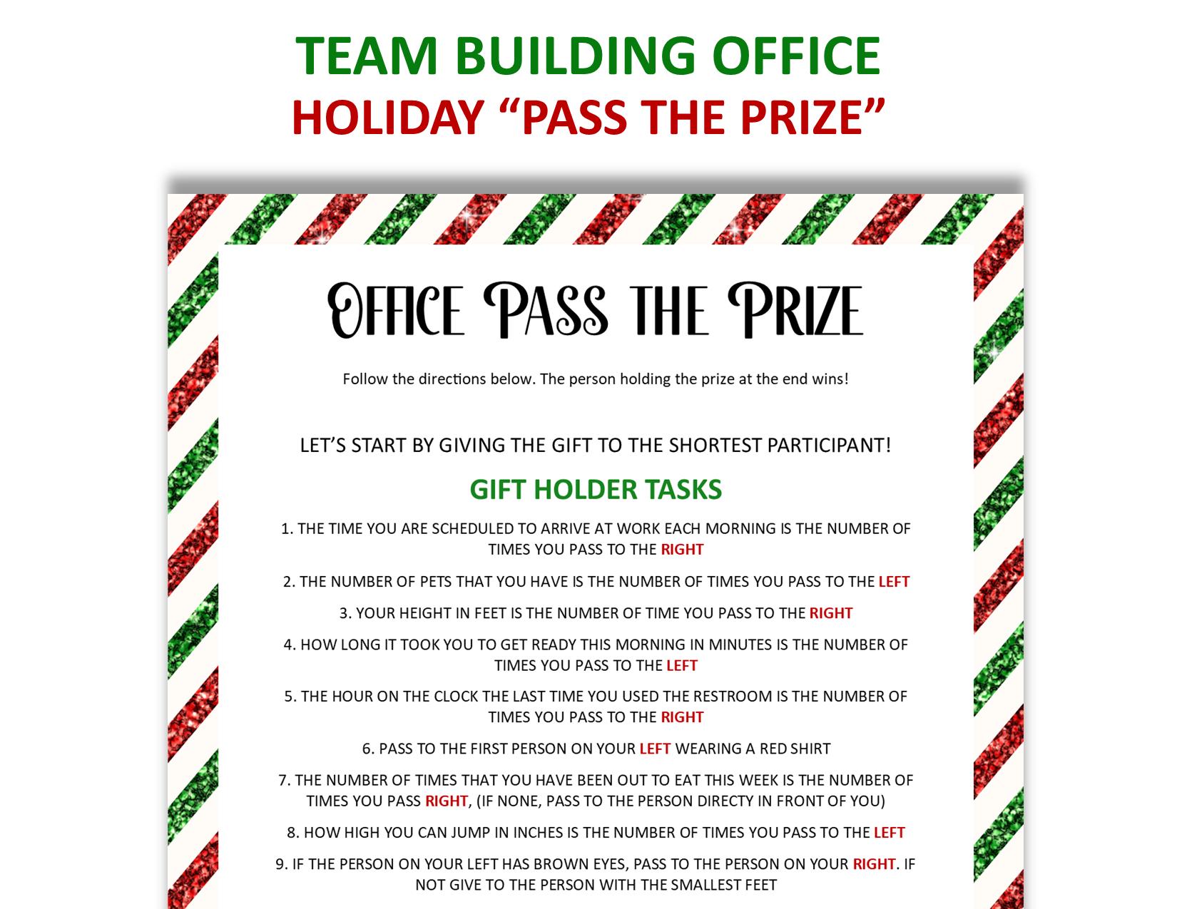 Holiday Office Party Game - Pass the Prize Printable Edition for Team ...