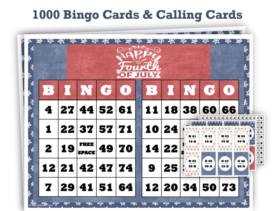 Printable Fourth of July Bingo Cards - Set of 1000 - Etsy