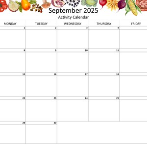 Editable September 2025 Senior Living Activity Calendar Landscape ...