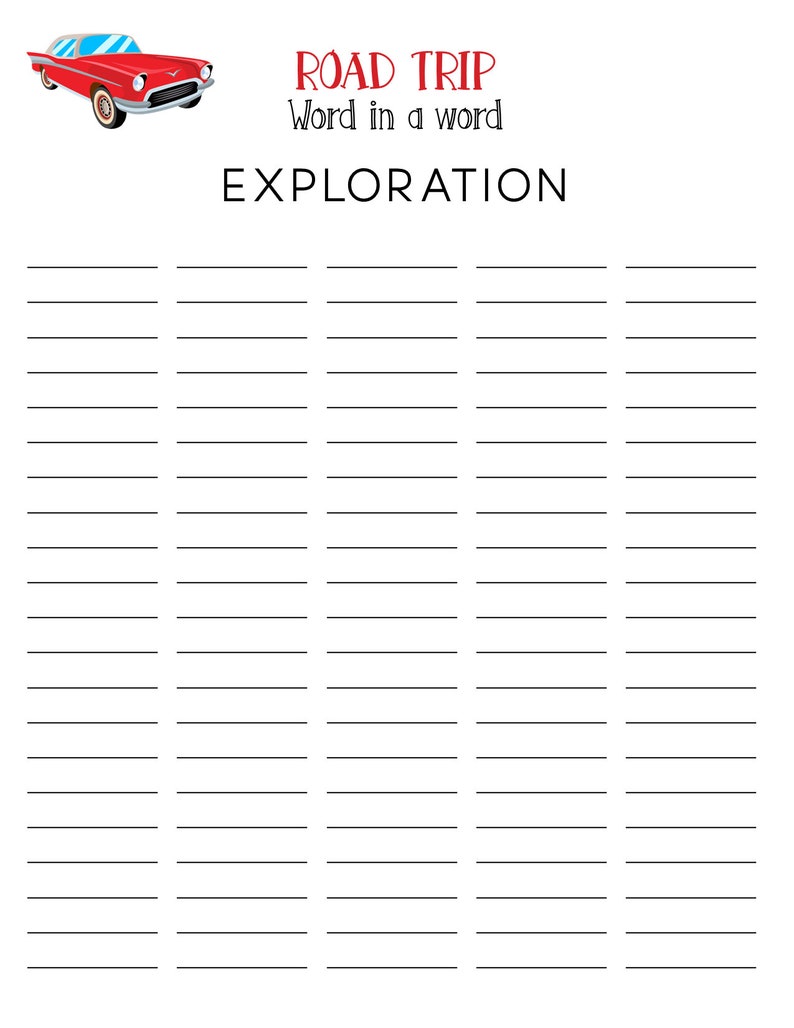 Road Trip Word Quest: 8 Printable Party Games for Wordplay Fun on the ...