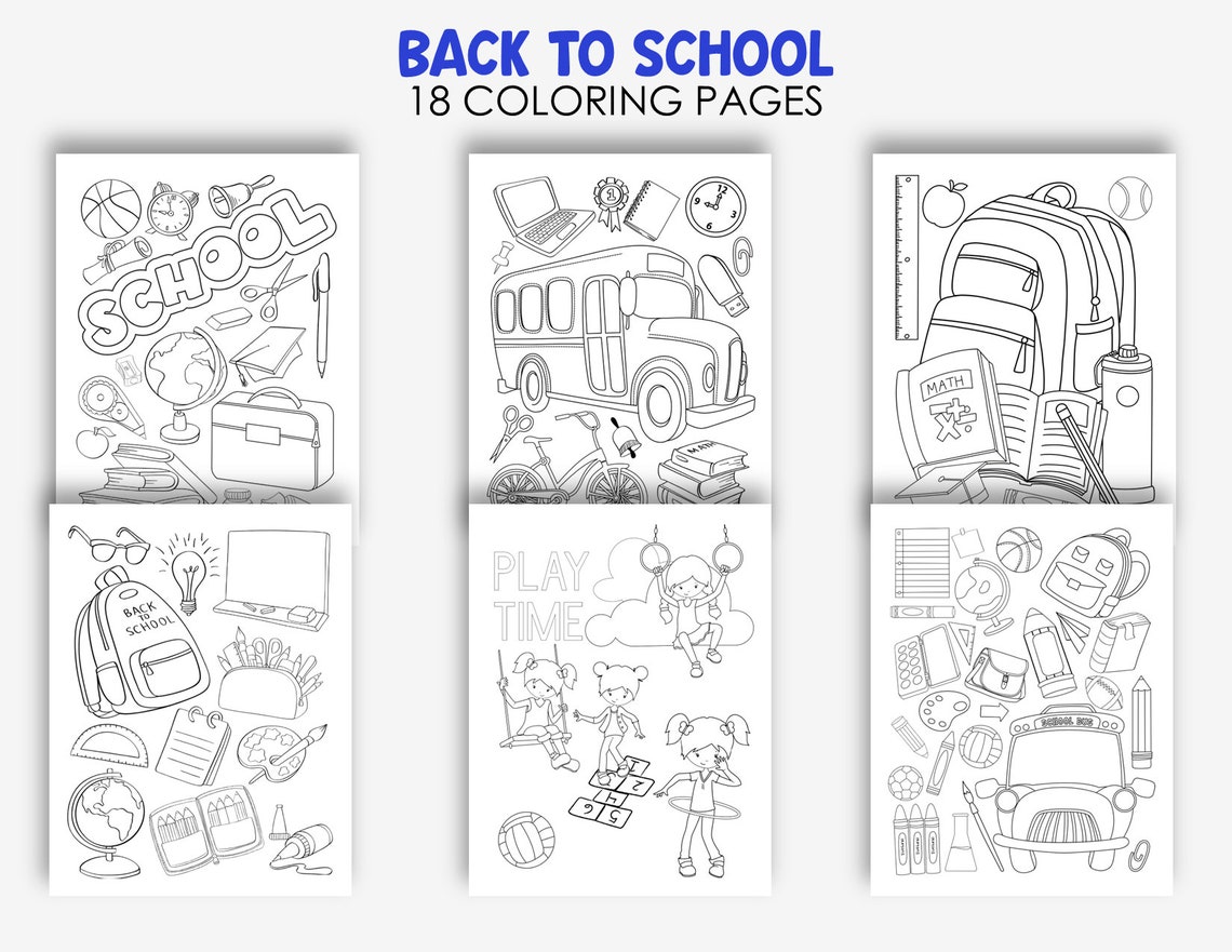 Back to School Fun: Printable Coloring Pages for Kids - Etsy