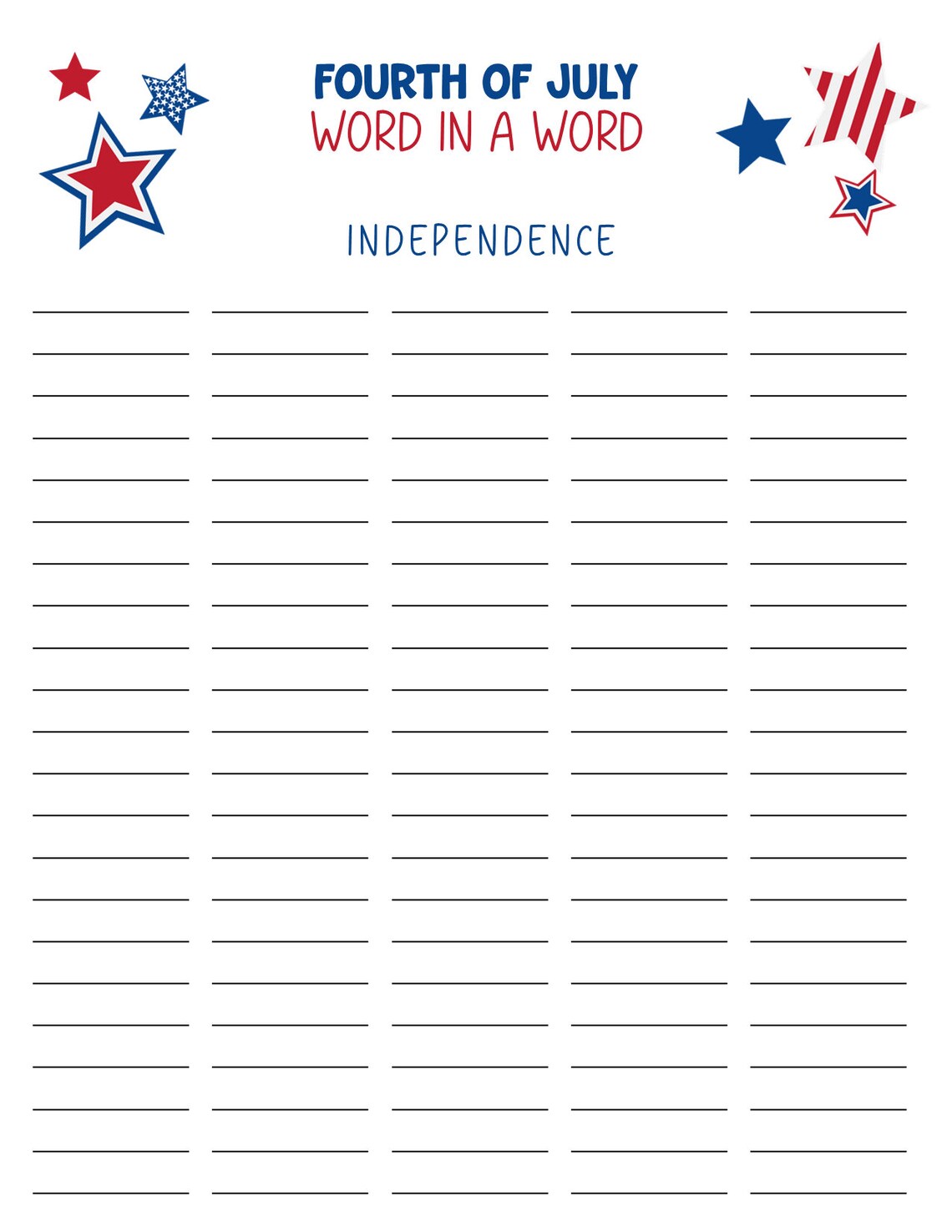 4th of July Word Game Sheets: Printable Fun for Independence Day ...