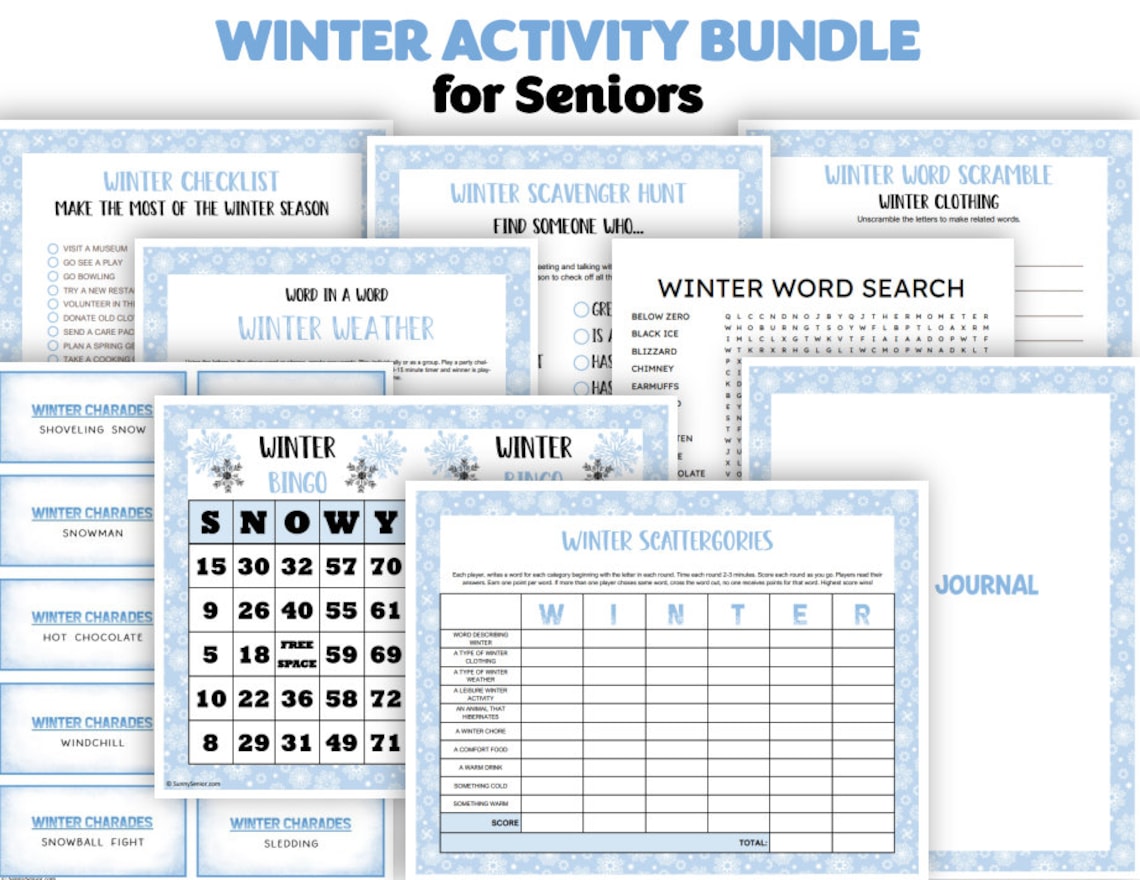 Winter Warm-up: A Printable Activity Bundle for Seniors - Etsy