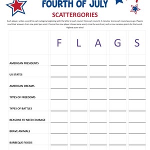 Stars and Stripes Extravaganza: Printable Fourth of July Party Game ...