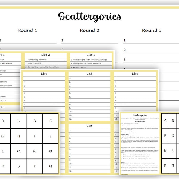 Work Scattergories - Etsy
