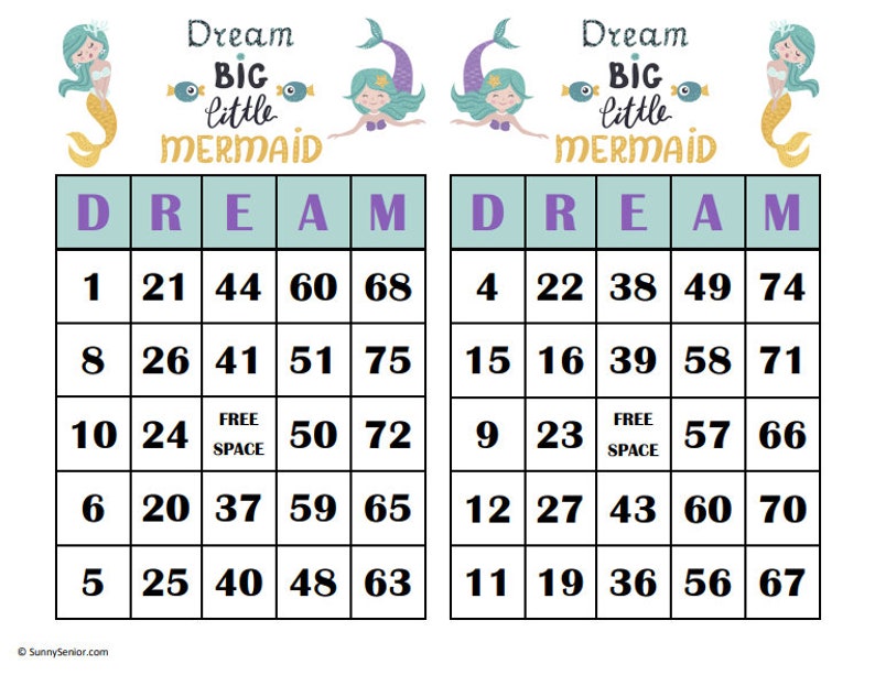 Under the Sea Bingo for Your Mermaid Party - 1000 Printable Cards - Etsy