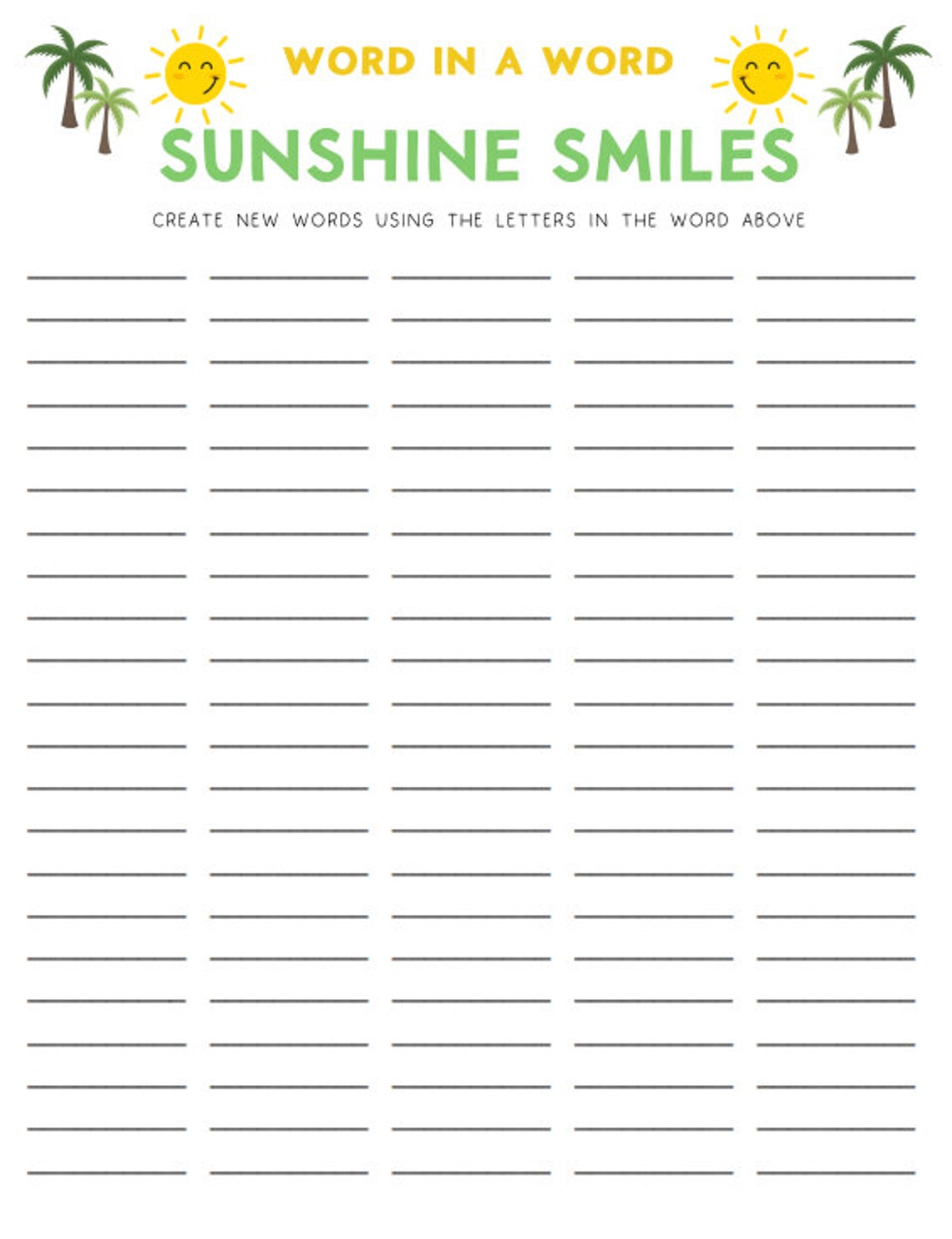 Sun-kissed Summer Word-in-a-word Party Games Pack - Etsy