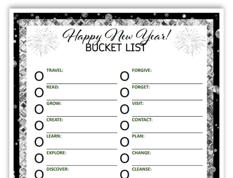 Printable New Year's Bucket List: Inspire to Set Goals and Aspirations ...