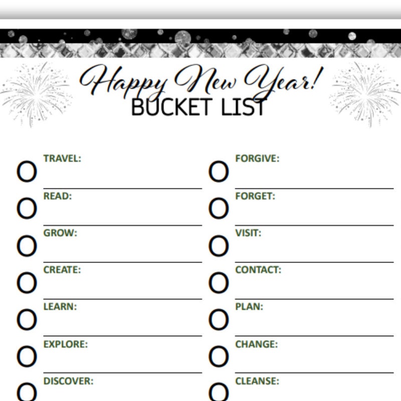 New Year Bucket List - Etsy