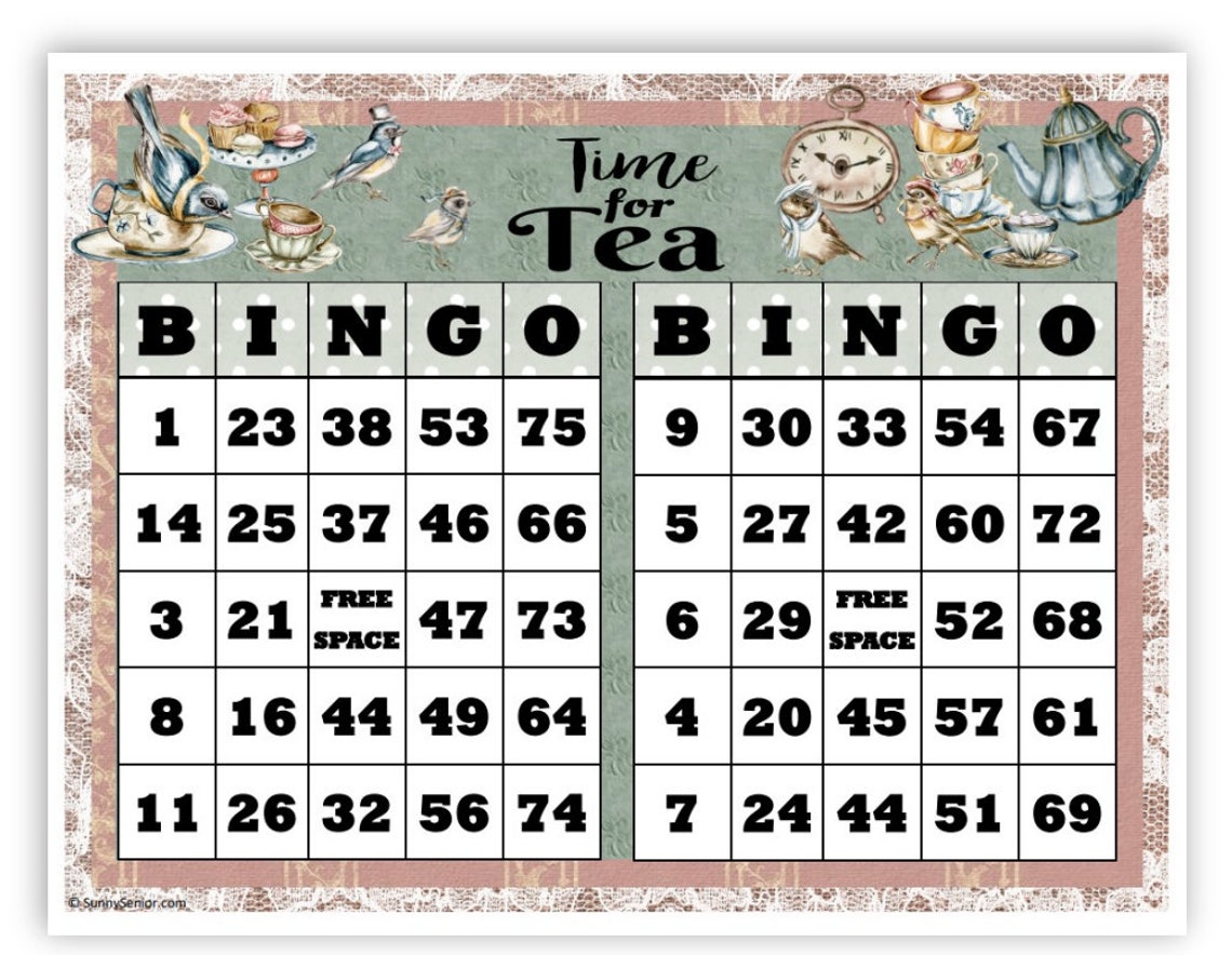 Tea Party Bingo Card Pack - 1000 Printable Card - Etsy