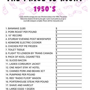 Printable 1950's the Price is Right Game: Bring the Classic Game Show ...