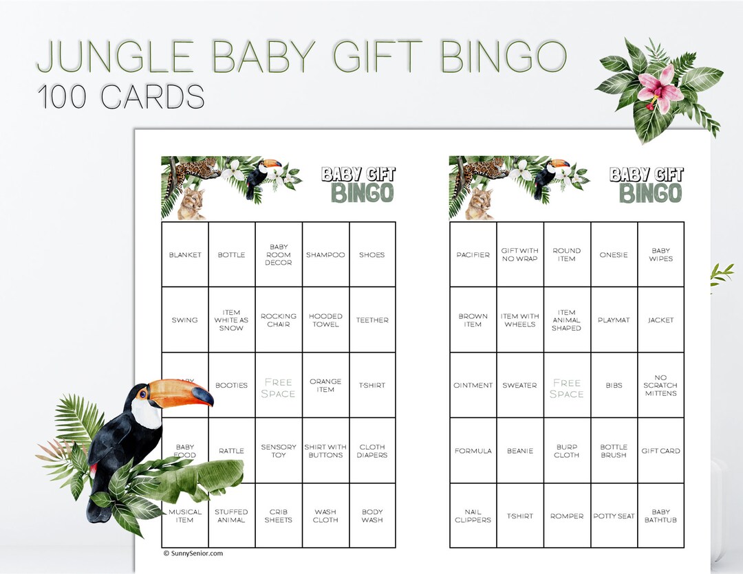 Jungle Baby Shower Gift Bingo: the Perfect Addition to Your Baby Shower ...