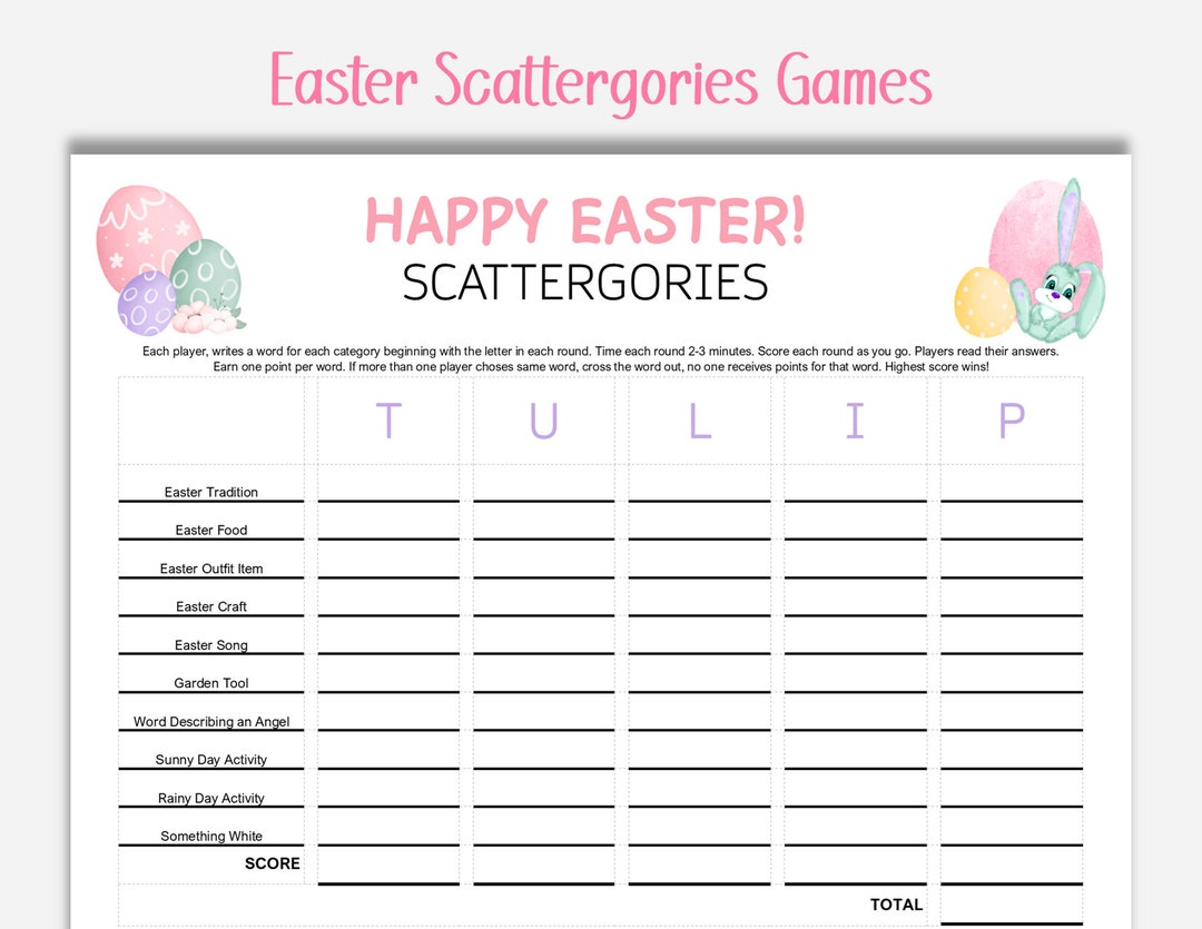 Easter Scattergories Printable Game Pack - Etsy