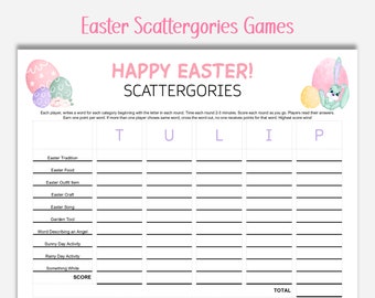 Easter Scattergories Game Bundle | Easter Party Games | Printable Games ...