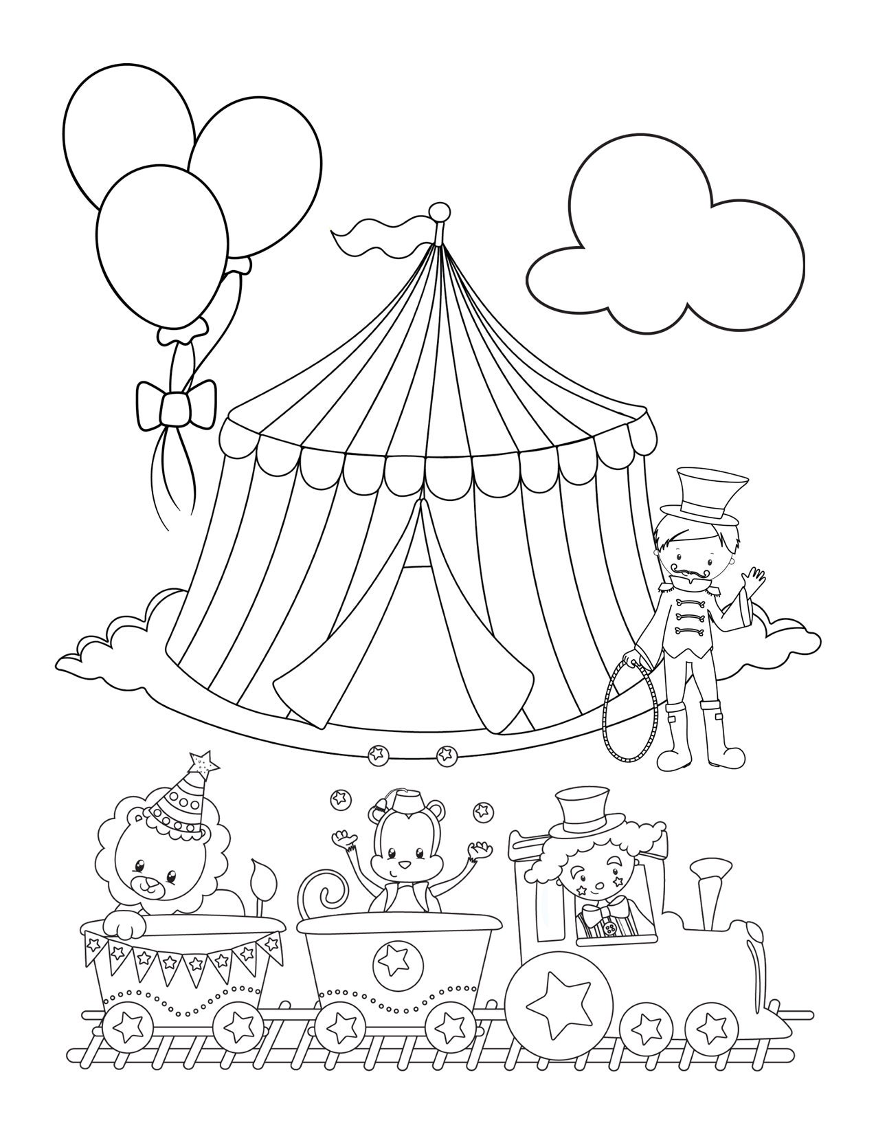 Circus Carnival Adventures: Printable Coloring Pages for Kids!" - Etsy