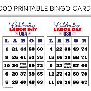Labor Day Bingo for Your Party 1000 Printable Cards - Etsy