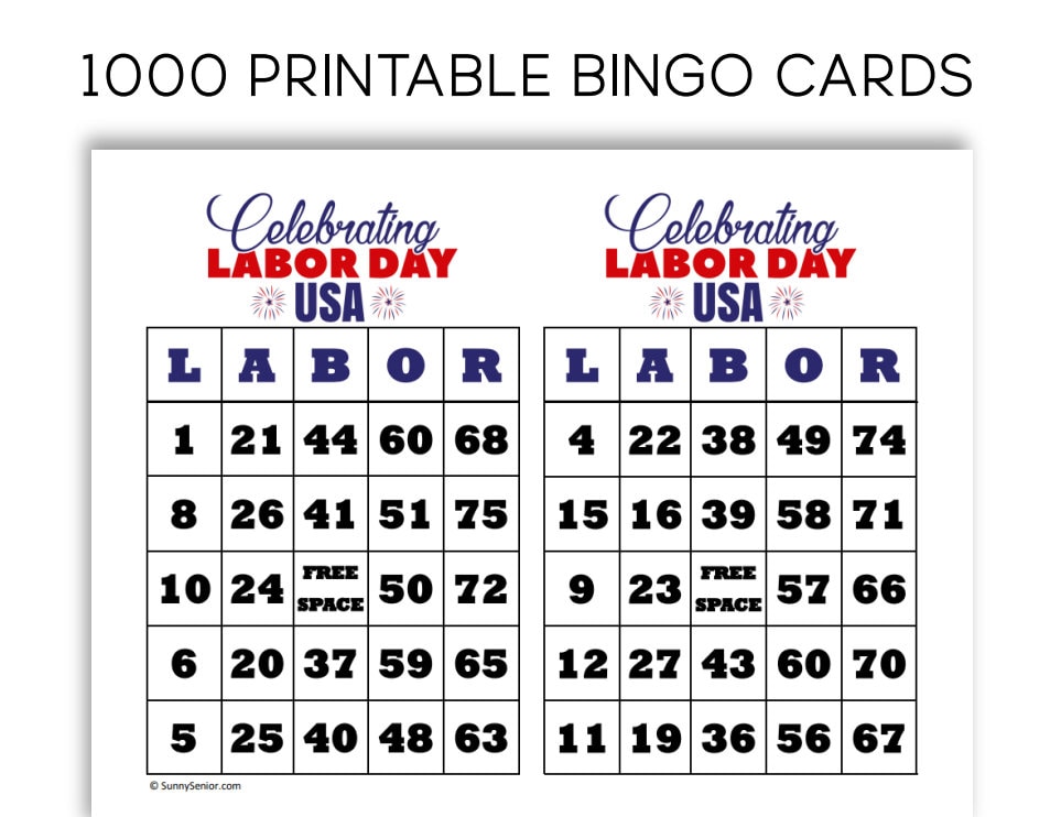 Labor Day Bingo for Your Party 1000 Printable Cards - Etsy