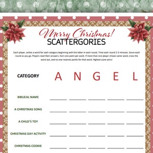 Christmas Scattergories Game, Printable Holiday Party Games. Christmas ...