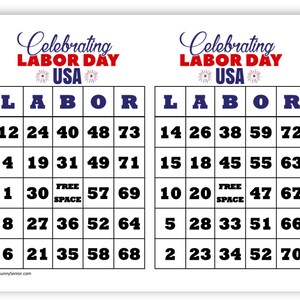 Labor Day Bingo for Your Party - 1000 Printable Cards - Etsy