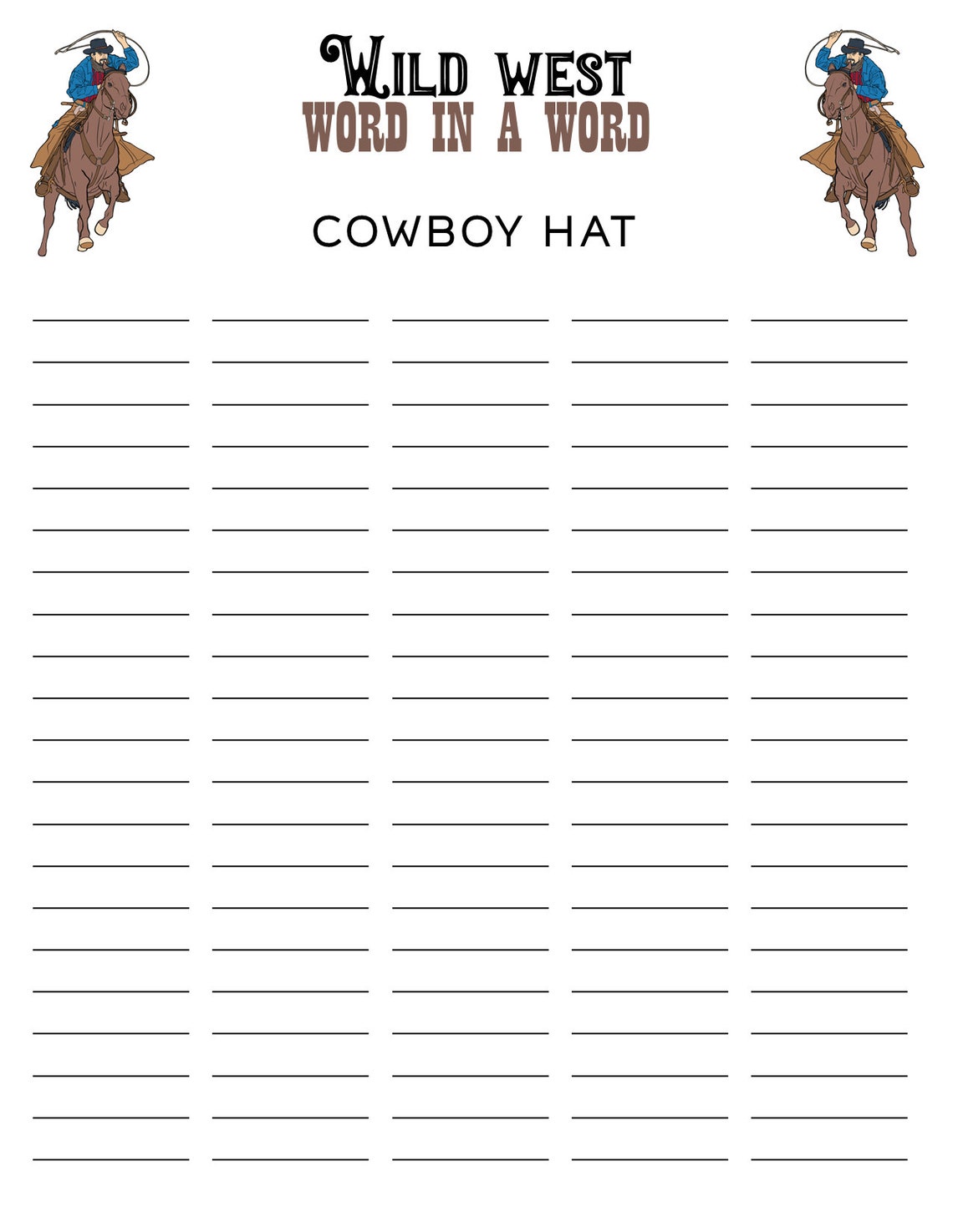 Wild West Word-in-a-word Party Games Collection - Etsy