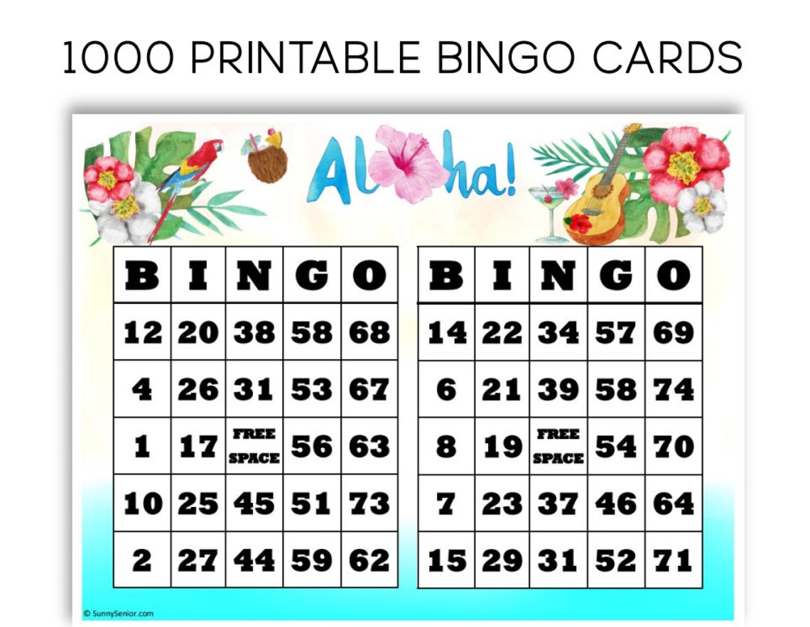 Aloha Party Printable Bingo Cards Set of 1000 - Etsy