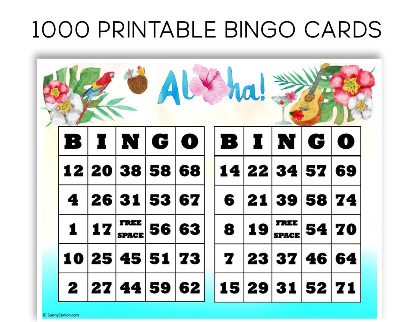 Aloha Party Printable Bingo Cards Set of 1000 - Etsy