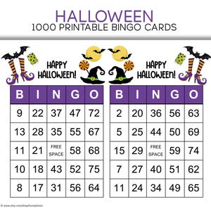 1000 Printable Halloween Bingo Cards – Includes Calling Cards & Tracker ...