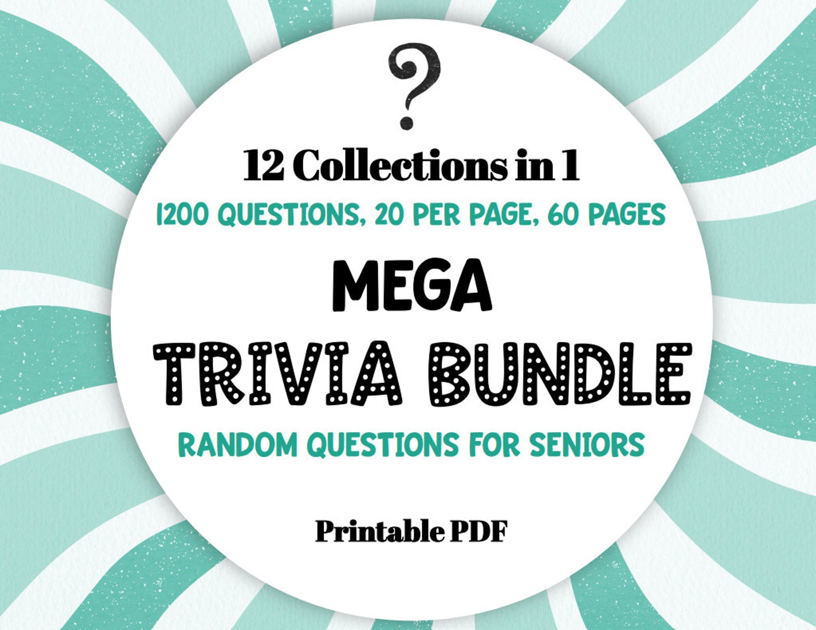 1200 Random Trivia Questions, Printable PDF, Designed for Seniors ...