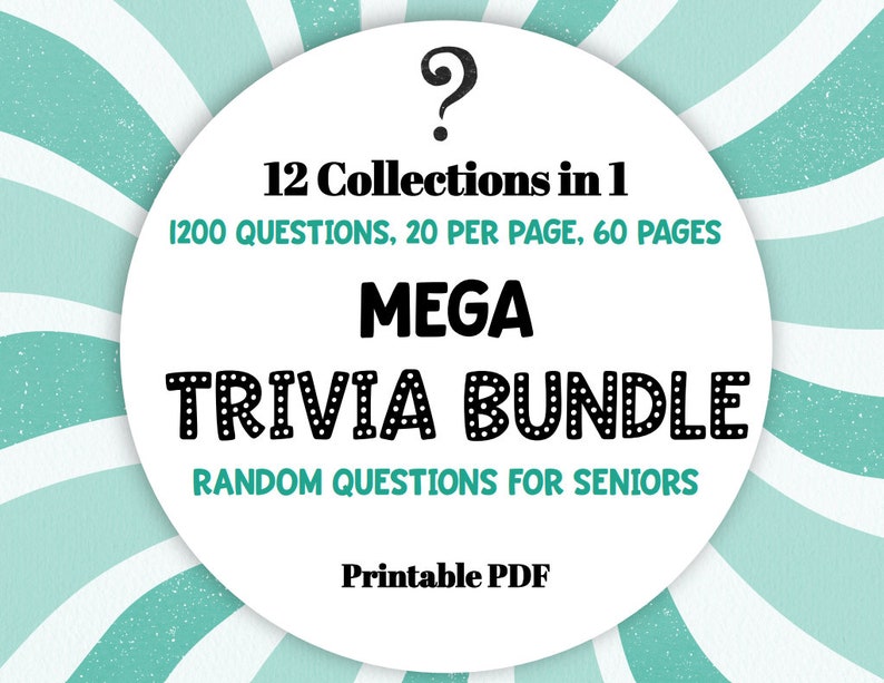 1200 Random Trivia Questions, Printable PDF, Designed for Seniors ...