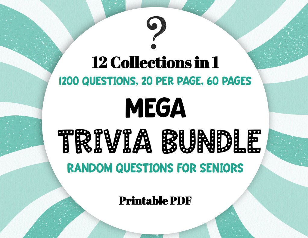 1200 Random Trivia Questions, Printable PDF, Designed for Seniors ...