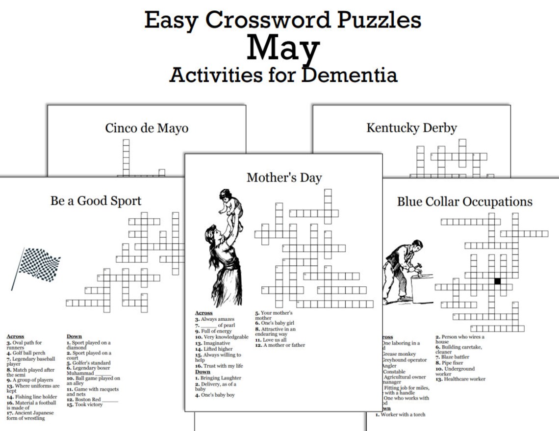 Cognitive Support Crossword Puzzles for Dementia: Fun Brain Exercise ...