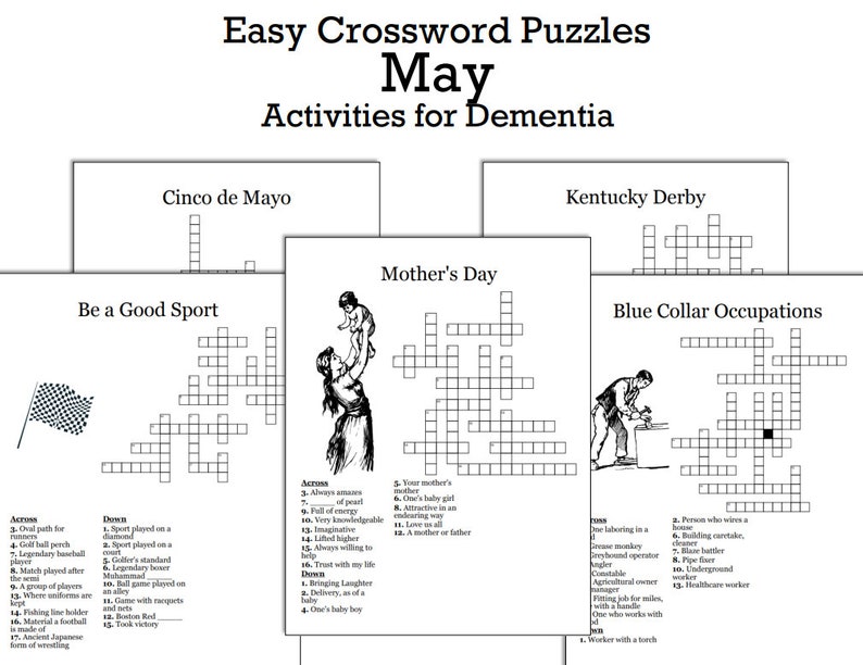 Cognitive Support Crossword Puzzles for Dementia: Fun Brain Exercise ...