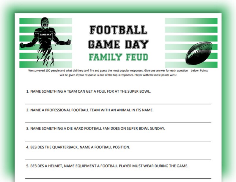 Get Your Game Face On: Our Printable Super Bowl Family Feud is Here! - Etsy
