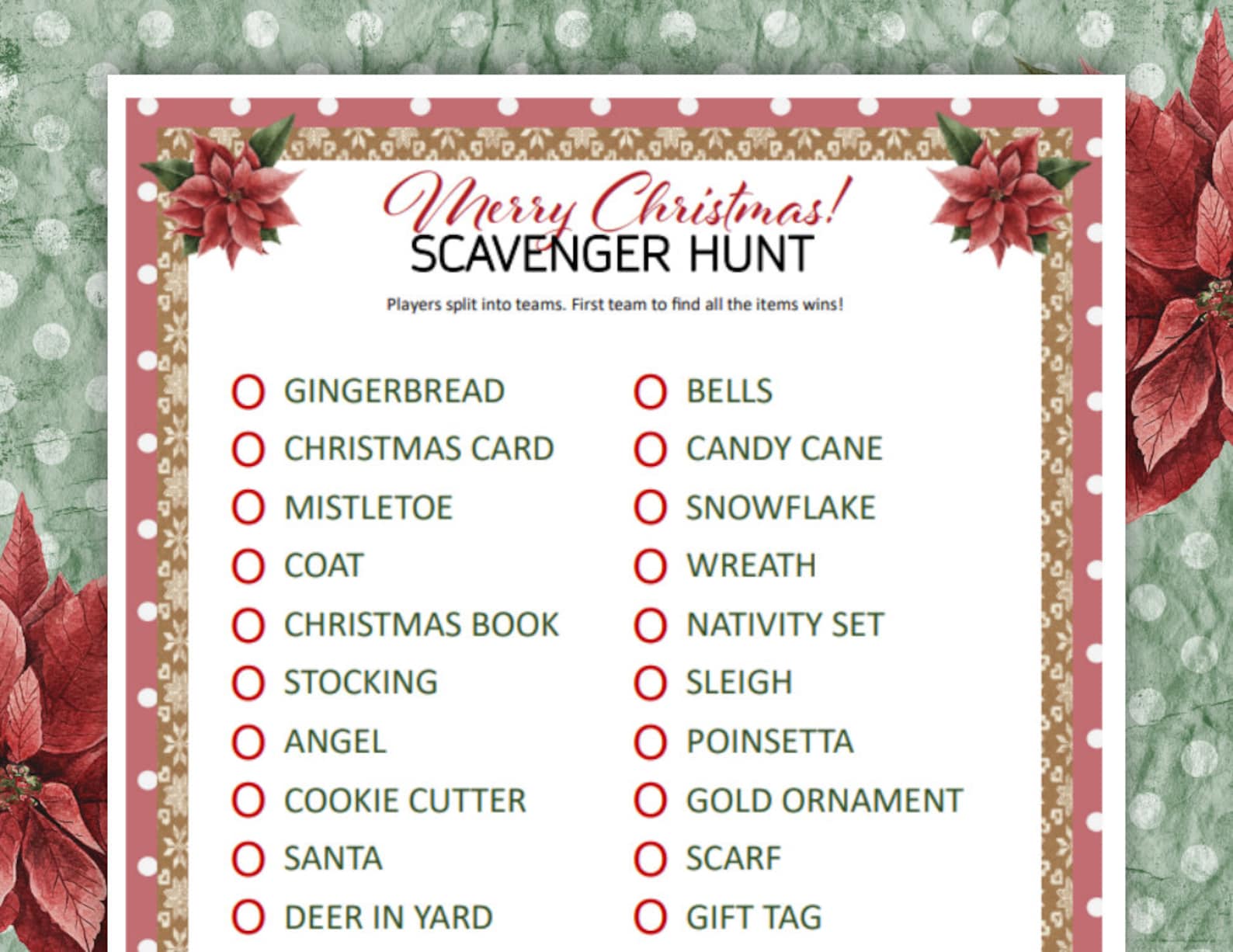 Christmas Scavenger Hunt, Printable Holiday Scavenger Hunt for Kids ...