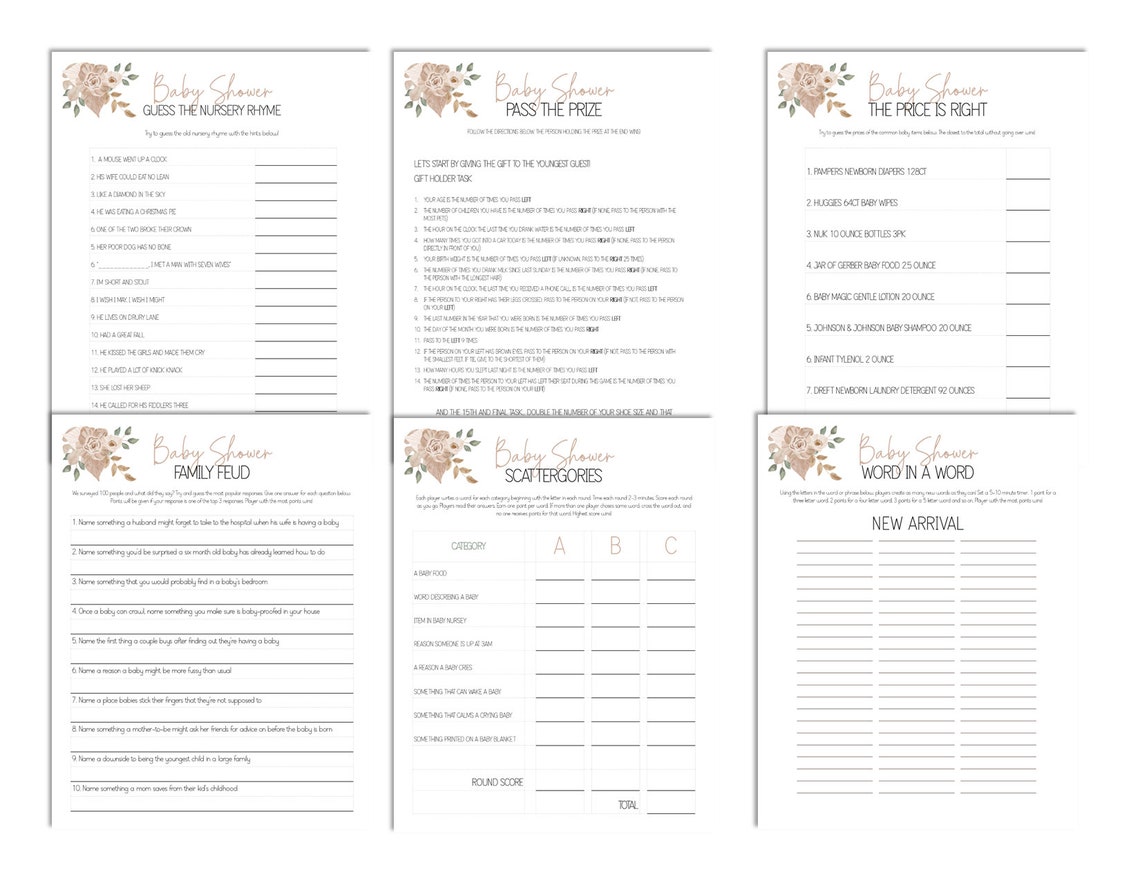 Printable Baby Shower Games Pack Plus Signs - Etsy