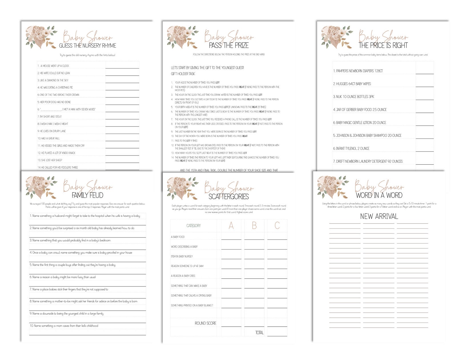 Printable Baby Shower Games Pack Plus Signs - Etsy