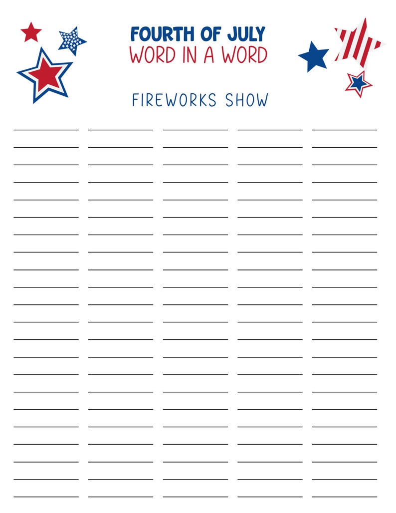 4th of July Word Game Sheets: Printable Fun for Independence Day ...