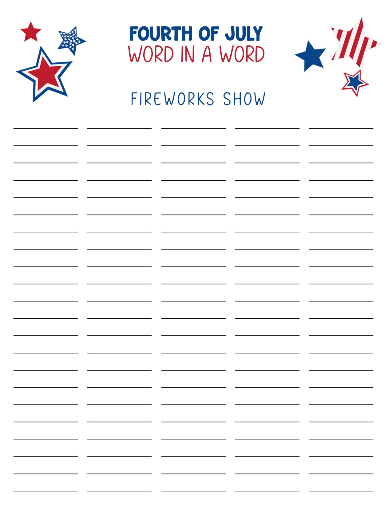 4th of July Word Game Sheets: Printable Fun for Independence Day ...