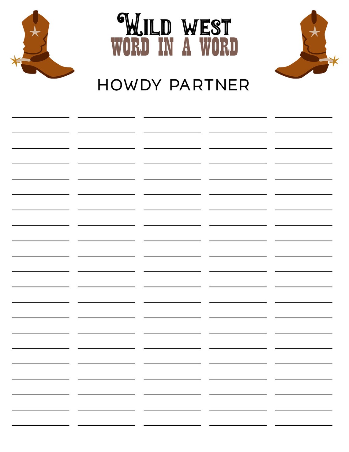 Wild West Word-in-a-word Party Games Collection - Etsy