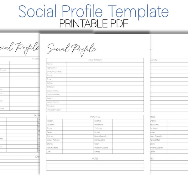 Resident Profile Template - Etsy