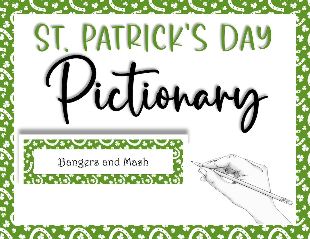Printable St. Patrick's Day Pictionary Game – Fun Shamrock-inspired ...