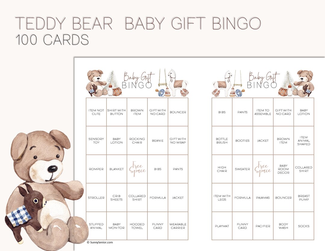 Printable Teddy Bear Baby Shower Gift Bingo: A Fun Twist on Gift Giving ...