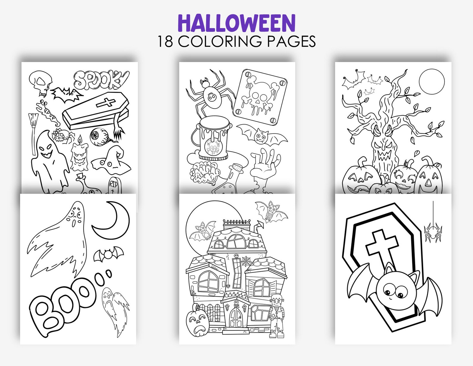 Spooky Halloween Coloring Pages - Printable Fun for All Ages! - Etsy