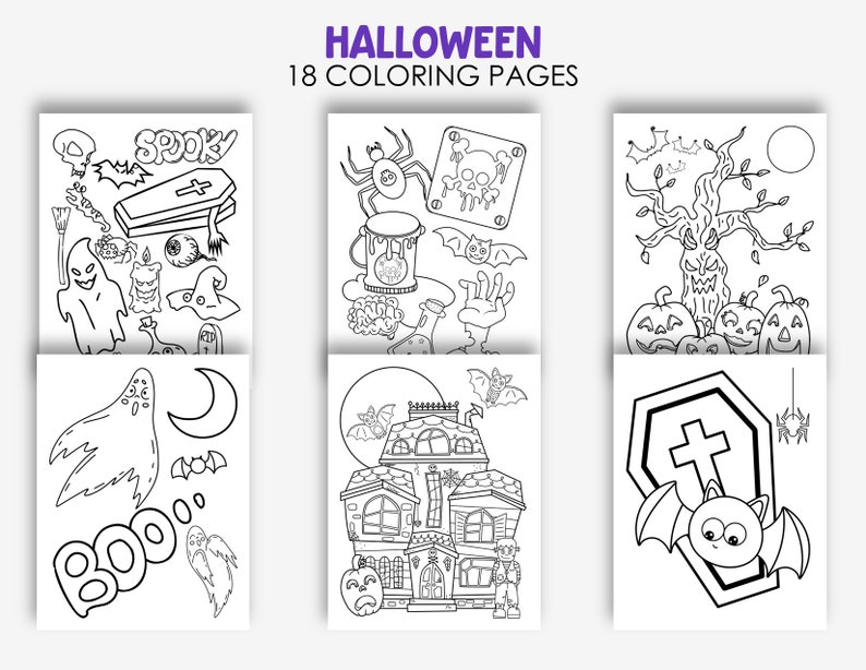 Spooky Halloween Coloring Pages - Printable Fun for All Ages! - Etsy