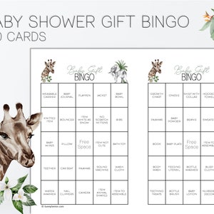 Printable Safari Baby Shower Gift Bingo - Etsy